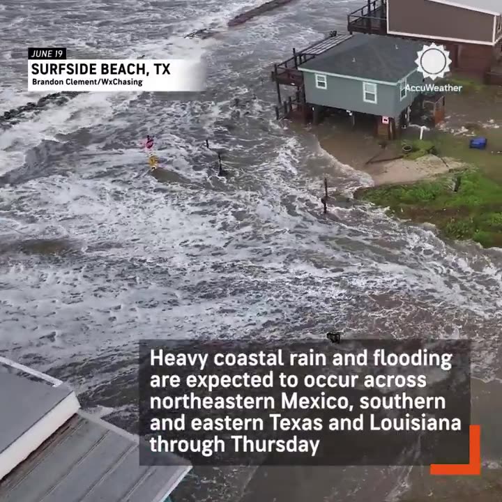 Coastal flooding in Texas, with 3-4 foot storm surge.