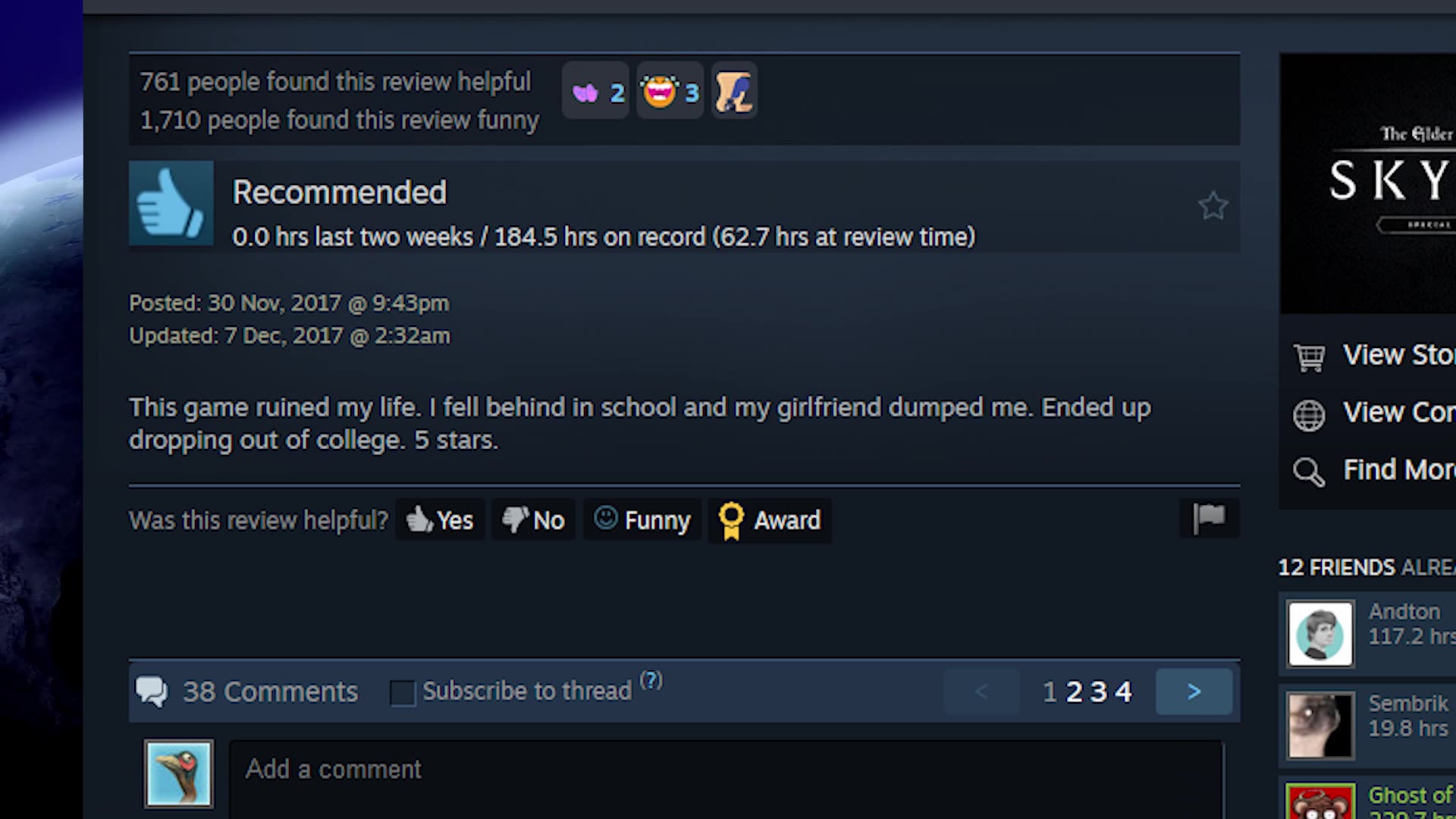 The Elder Scrolls V Skyrim Special Edition Steam Review - My life is ...