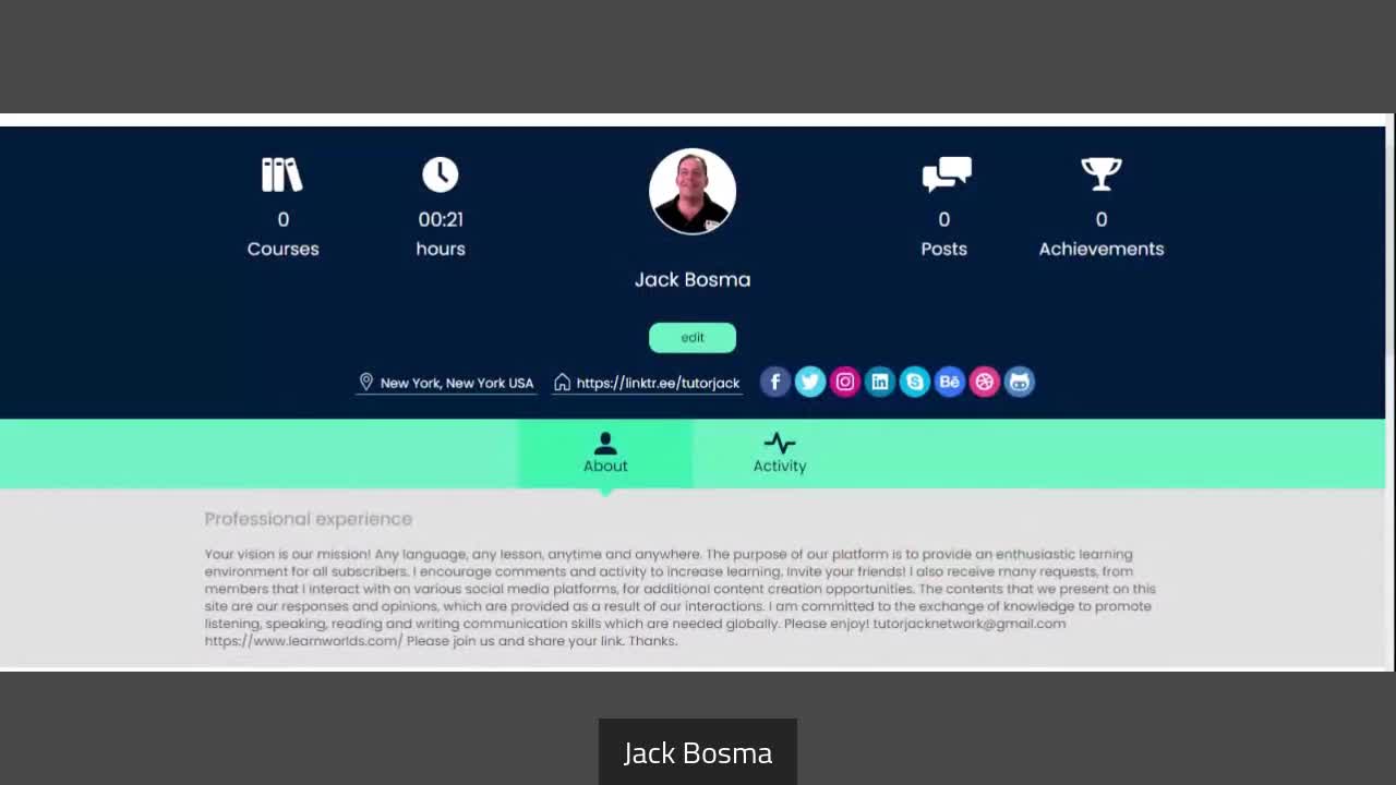 The LearnWorlds Profile Of Jack Bosma
