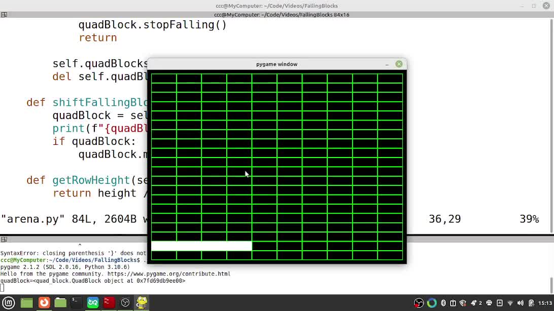 Python Tetris Part 12 Attempting To Debug Freezing Block On Shifting Bug