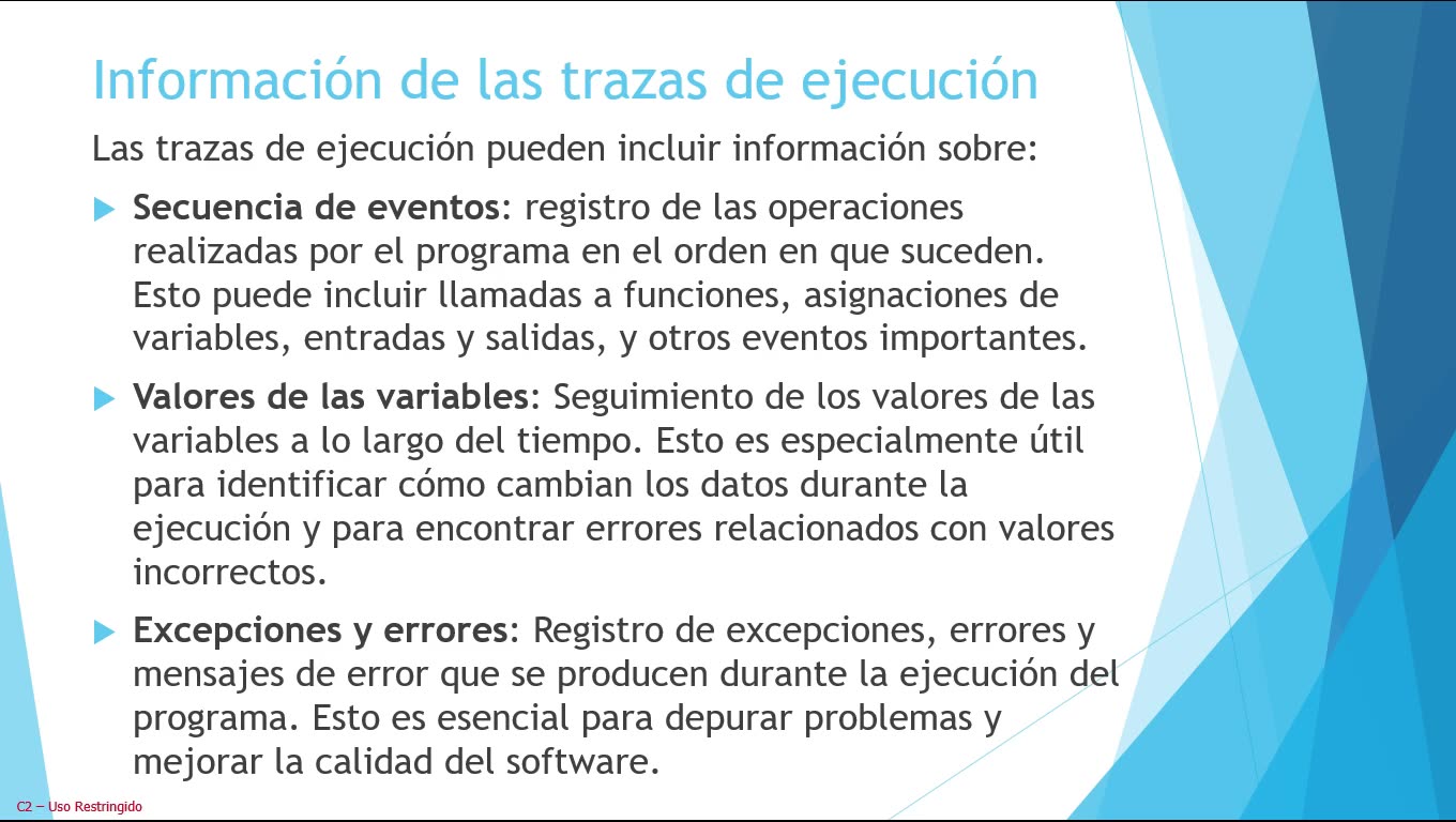 Conceptos básicos de programación. Parte 9. Trazas de ejecución