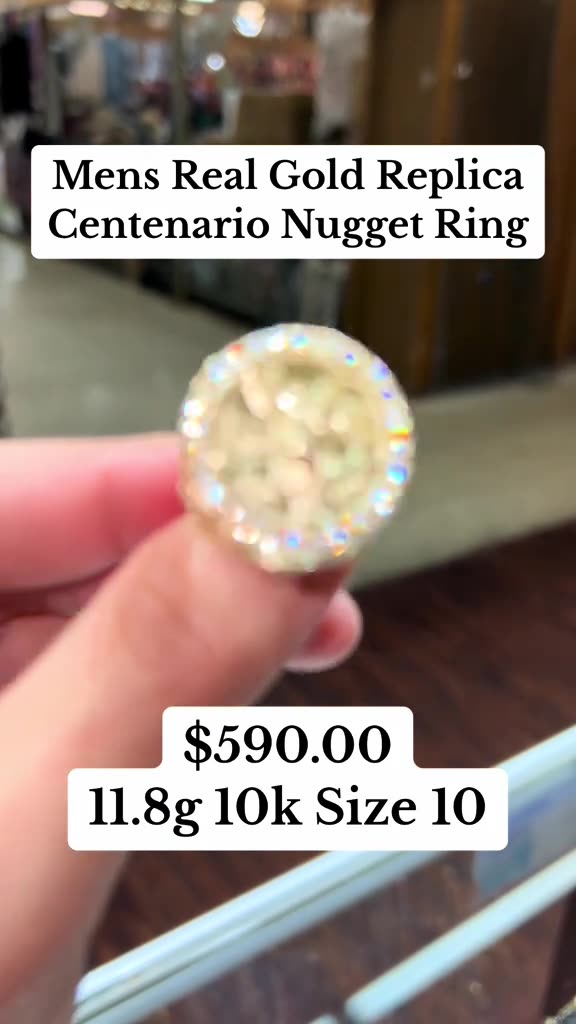 Men's Real Gold Replica Centenario Nugget Ring