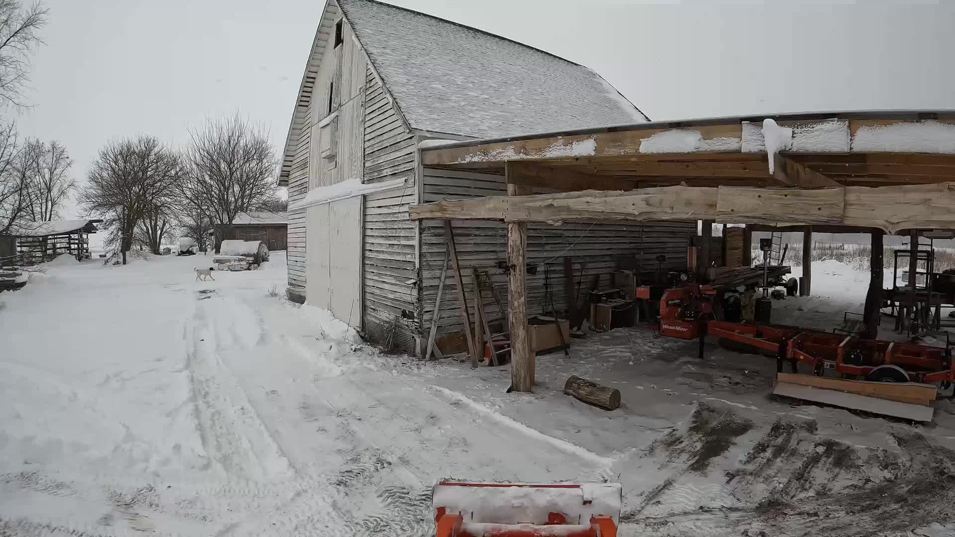 Sawmill Shed, Kubota Bx25 w/loader & box blade Plow snow from sawmill ...