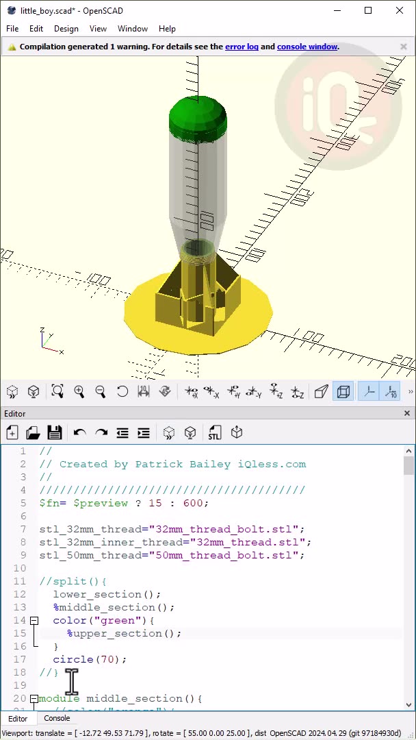 OpenScad: Transparent Modifier
