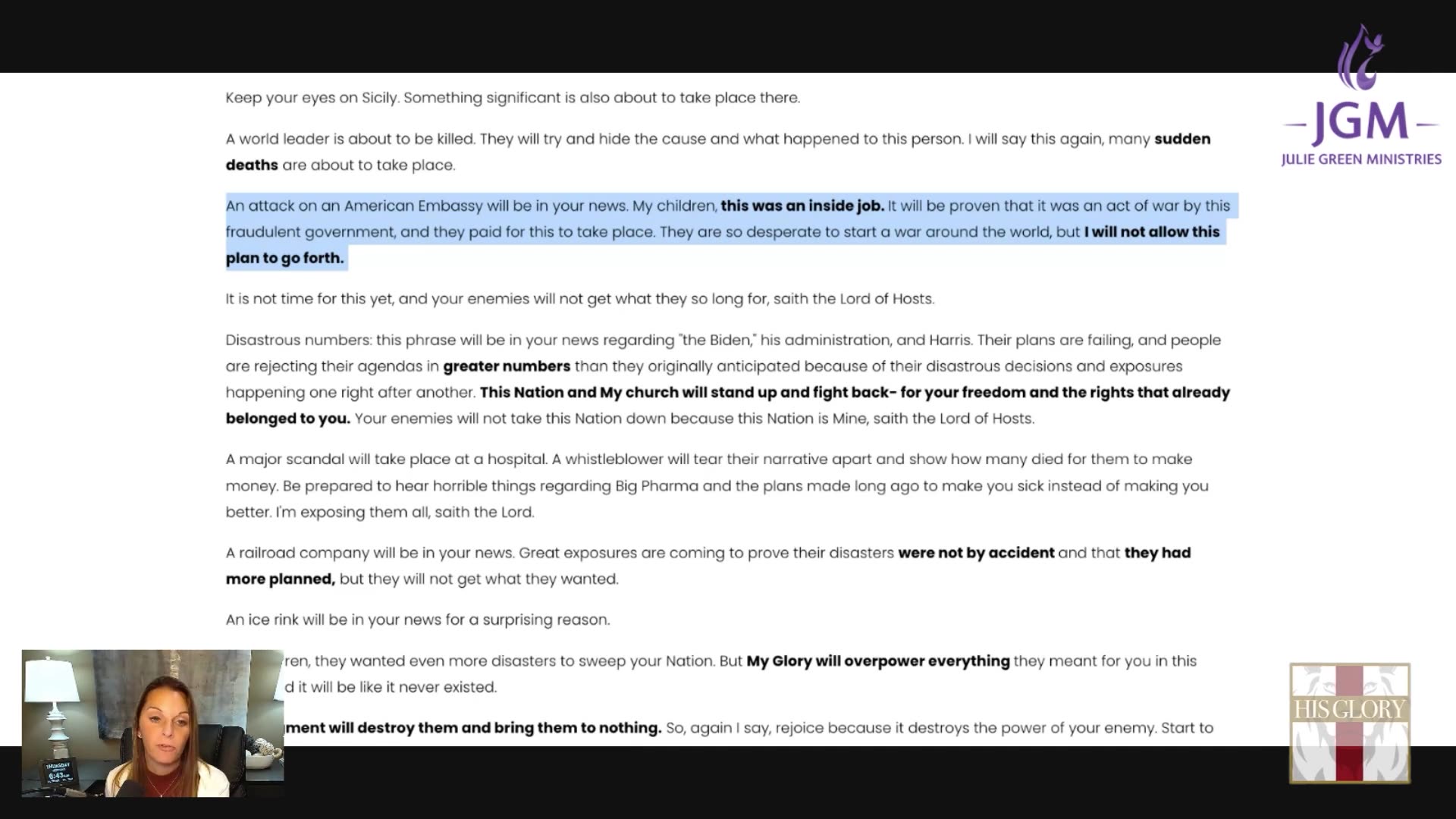 His Glory Presents: Julie Green Ministries Ep. 54 "THIS IS THE TIME I ...