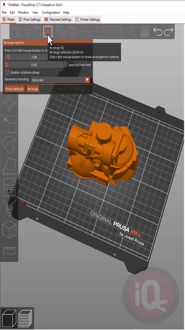 Prusa Slicer: How to use the Arrange Tool