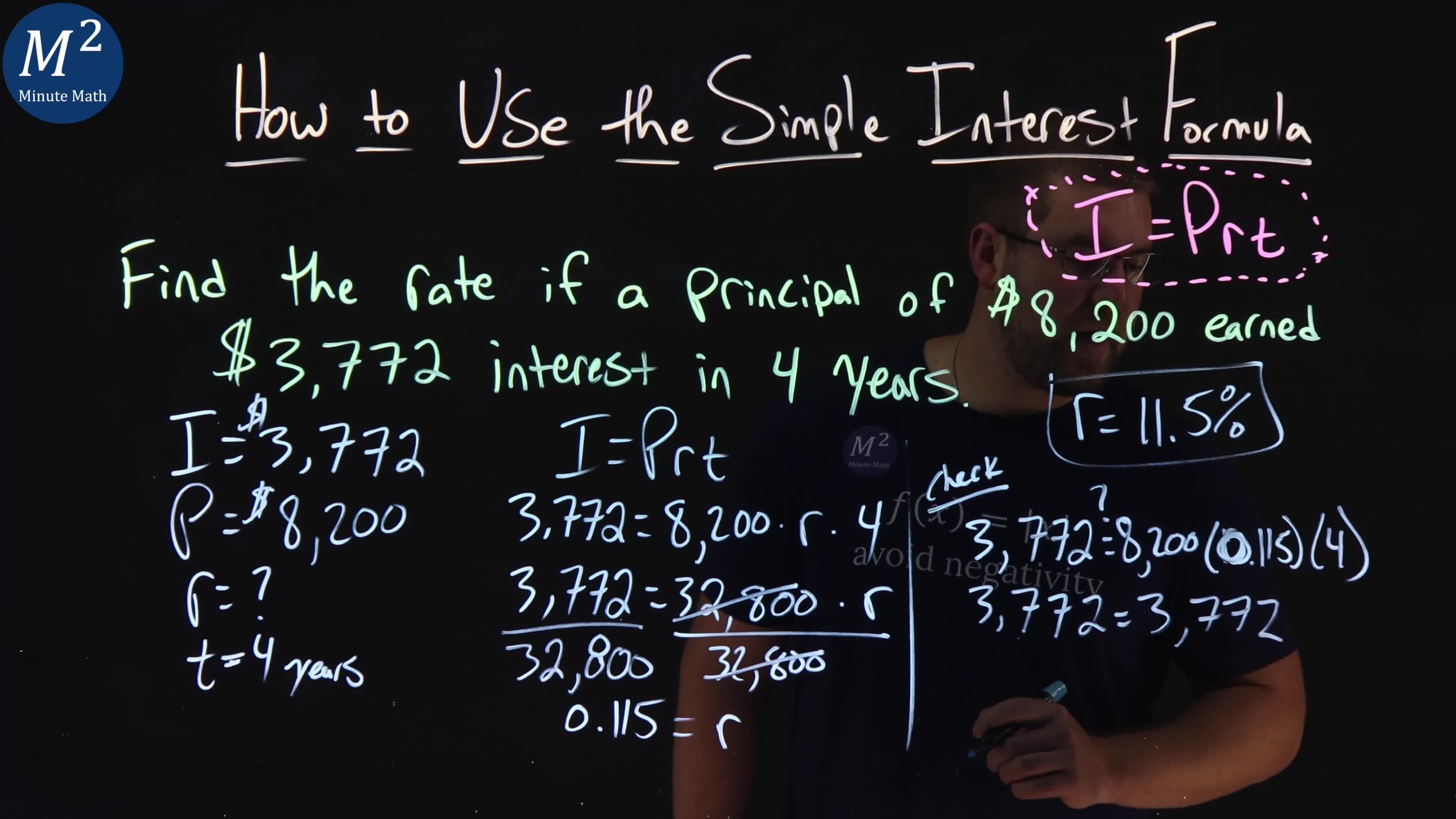 How to Use the Simple Interest Formula (I=Prt) to Find r | Part 3 of 3 ...