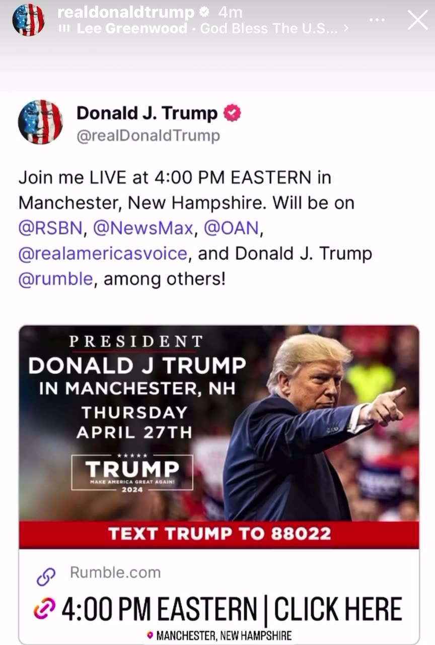 President Trump post on Instagram