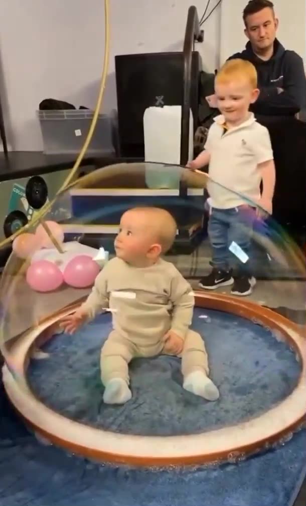 So Cute! Baby In A Giant Bubble