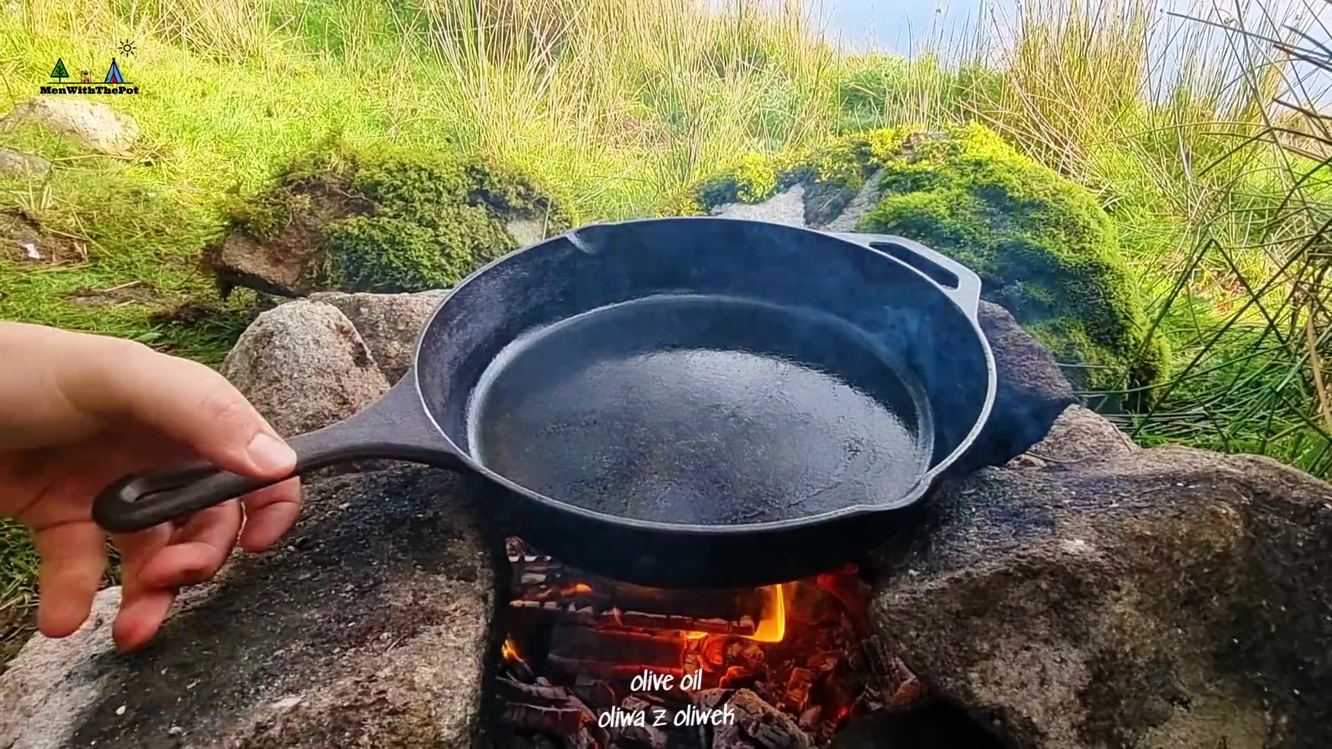 Crispy sea dish with bacon cooked in nature! ASMR cooking