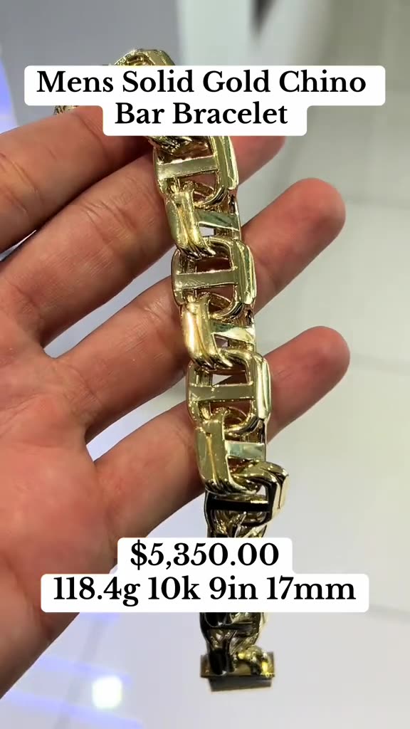 Men's Solid Gold Chino Bar Bracelet