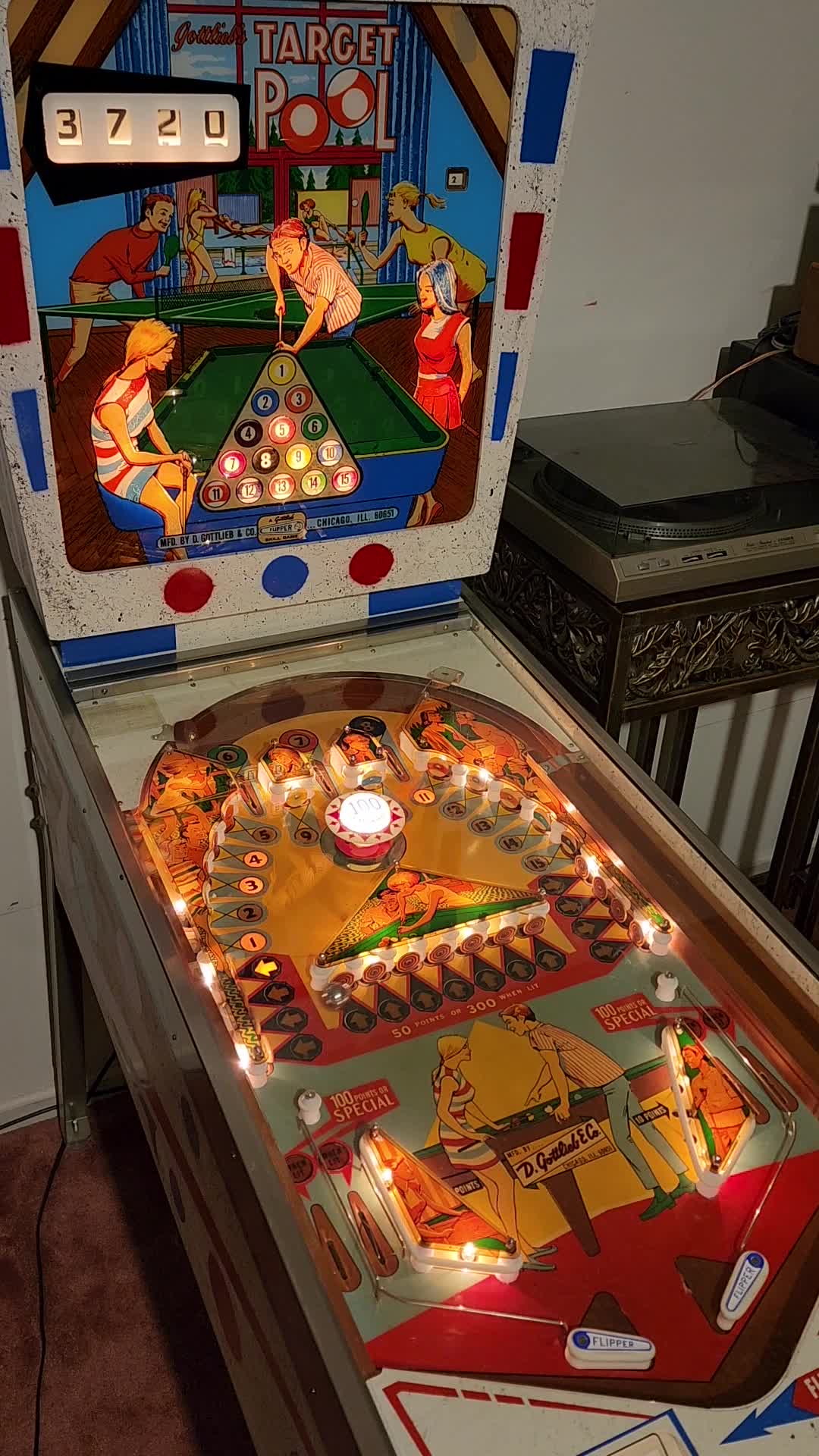 Playing the Gottlieb Target Pool pinball machine