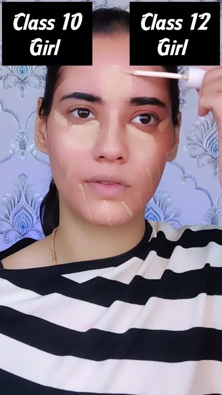 Class 10 Girl vs Class 12 Girl Makeup look 🥀 #shorts