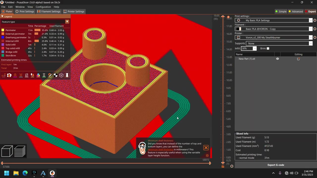 How to model a staggered bridge hole, for downward facing counterbores.