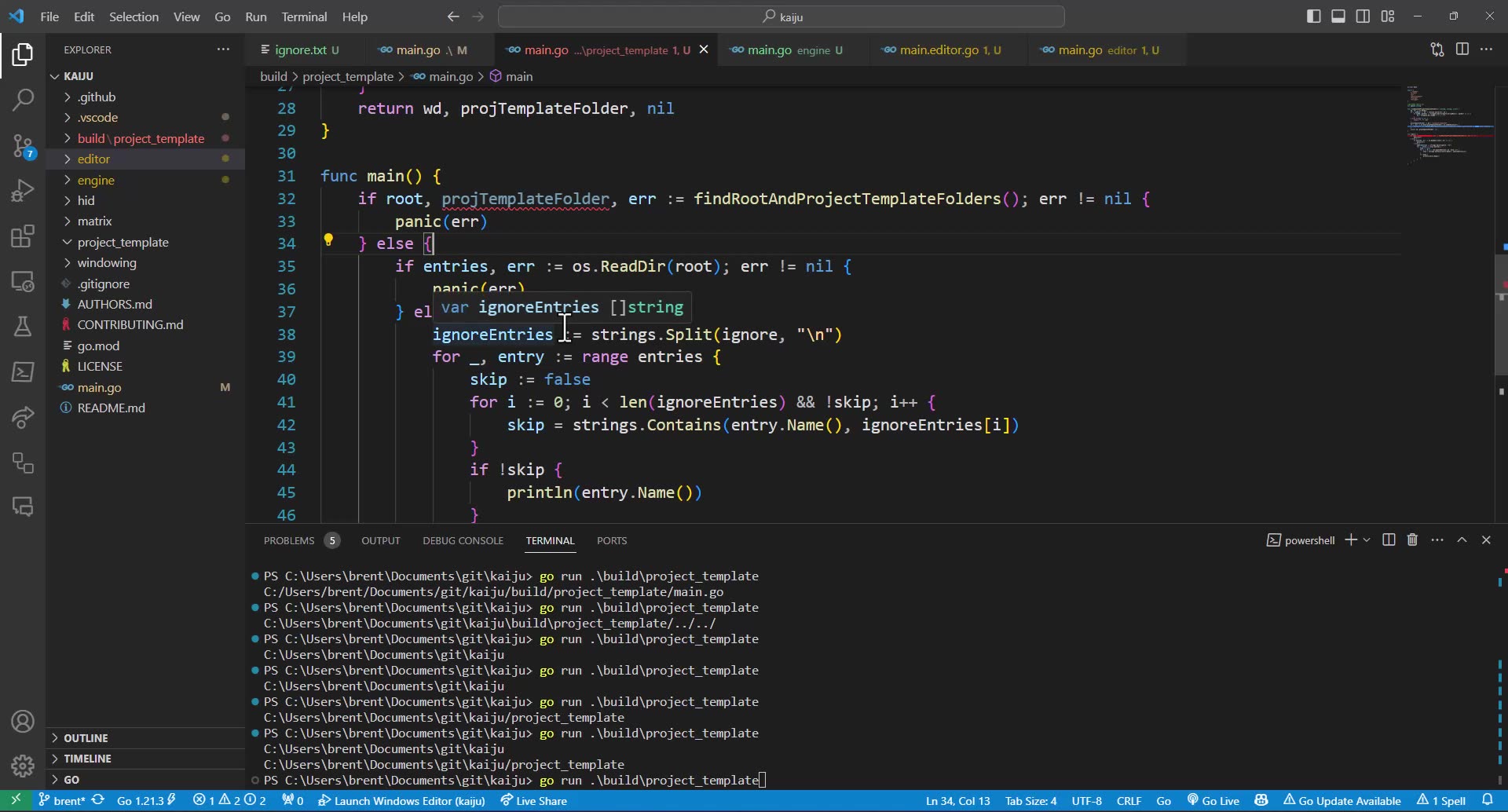 Kaiju Engine (issue #14) - Setup new project creation code