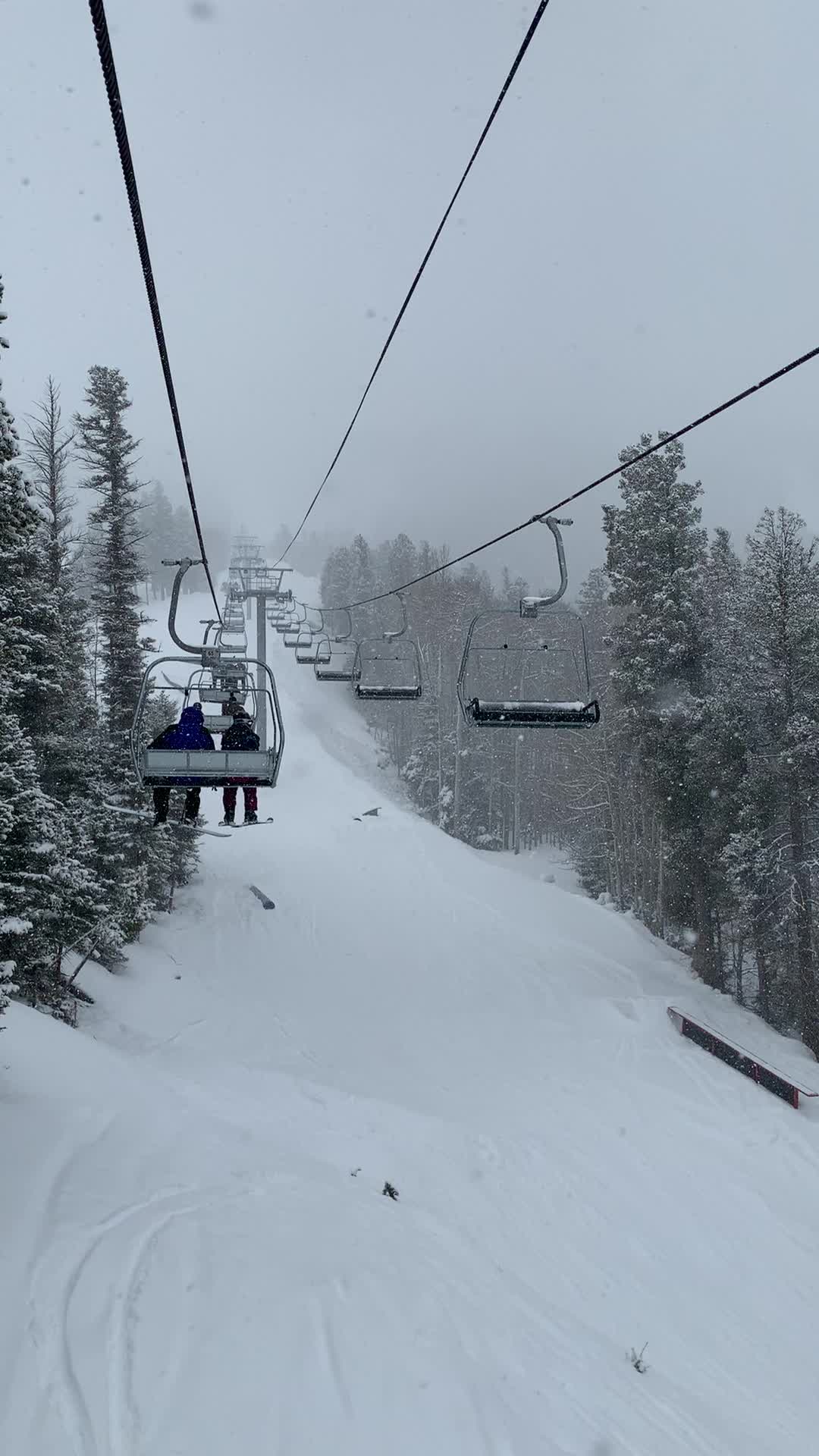 Snowy lift line