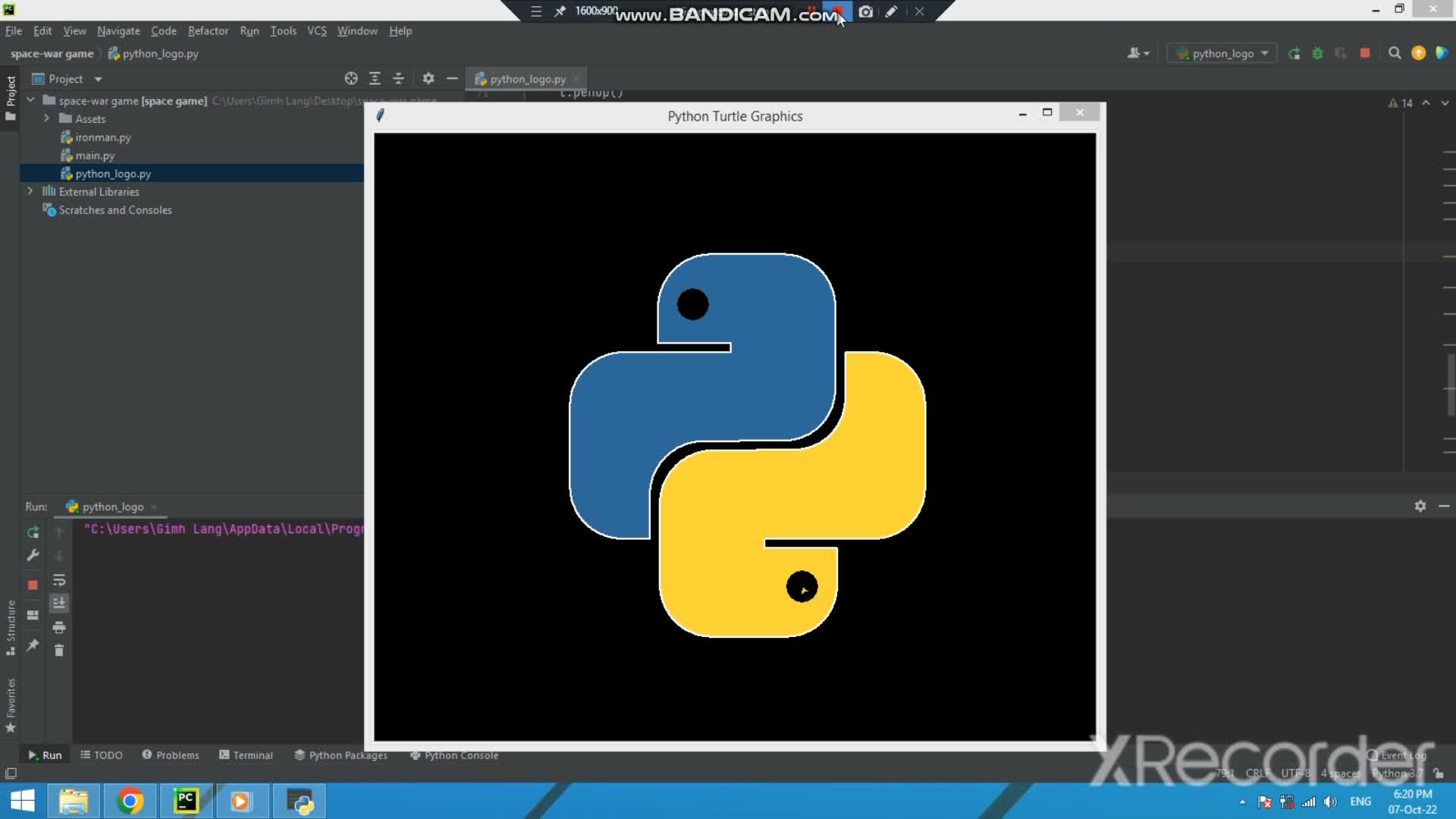 How to draw a python logo using python turtle