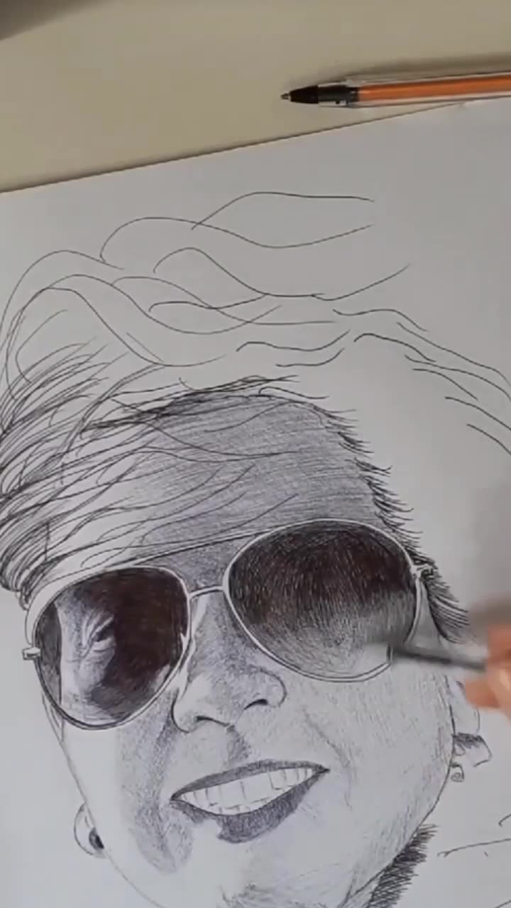 Drawing blue ballpoint pen